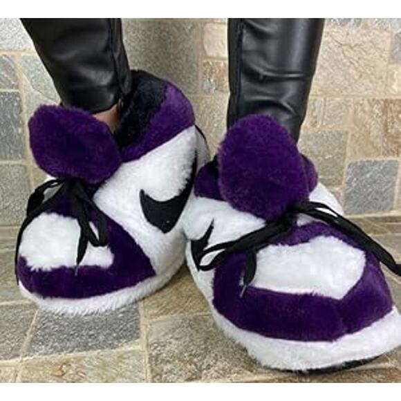 Nike | Shoes | Air Jordan Retro High Og Court Purple Fuzzy Slippers ...